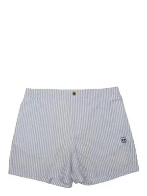PARTY PANTS Seersucker Striped Swim Trunks - Grey