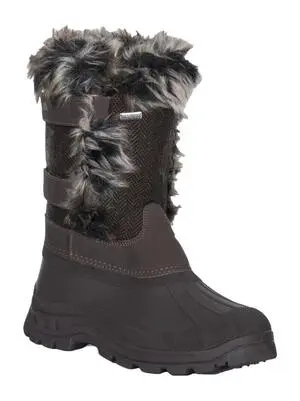TRESPASS Brace Winter Boots With Faux Fur Trim - Peat