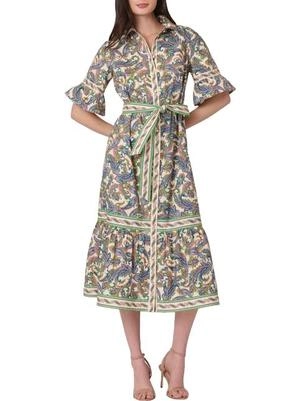 Shoshanna Alix Paisley Print Midi Shirt Dress - Ivory Multi