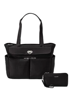 BAGGALLINI Coastal Flip Lock Tote - Black