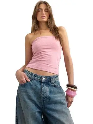 Topshop Jersey Bandeau Top - Pink