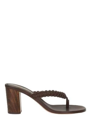 GIANVITO ROSSI Ubud Braided Leather Thong Sandal - Brown Nappa Leather