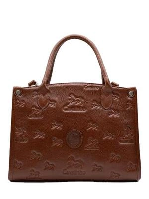 CAVALINHO Embossed Leather Handbag - Camel Brown