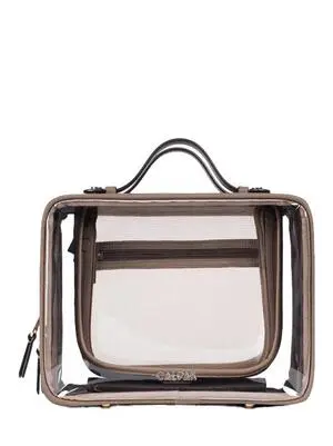 CALPAK Clear Cosmetics Case With Top Handle - Mocha