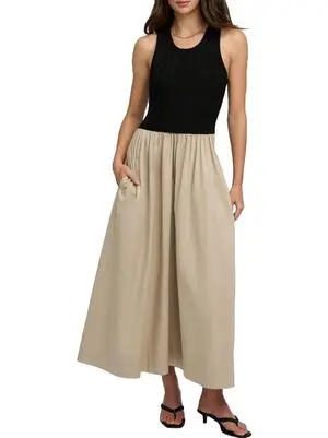FAVORITE DAUGHTER The Lennon Sleeveless Maxi Dress - Black/khaki