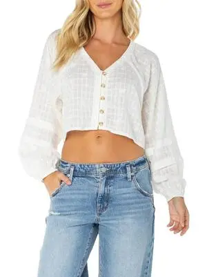 Roxy Roxy Monterey Eyelet Cotton Cropped Top Cocont Mlk