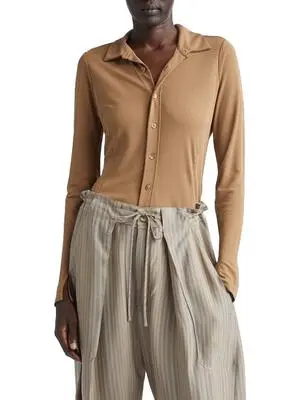 KALLMEYER Frankie Matte Jersey Button-up Shirt - Nutmeg