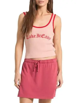 Brixton Take It Easy" Ringer Organic Cotton Tank - Silver Pink