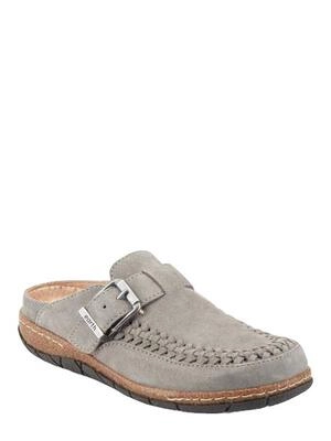 Earth Eileen Suede Clogs With Buckle Detail - Grey
