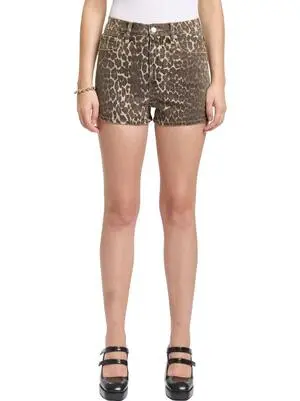 DAZE DAZE High-Waisted Animal Print Shorts