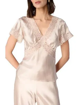 Cami Nyc Romola Silk Lace Trim Top - Oat