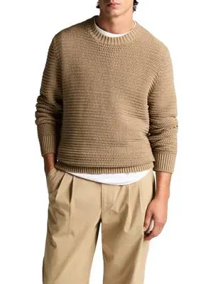 Vince Textured Cotton & Cashmere Crewneck Sweater - Dk Pecan