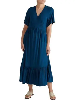 Universal Standard Ravello Liquid Jersey Midi Dress - Blue Teal