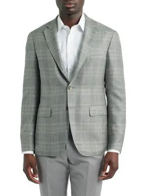 Canali Kei Plaid Wool Sport Coat - Light Grey