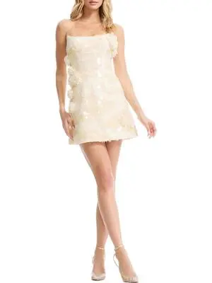 Dress The Population Amity Floral Appliqué & Sequin Cocktail Minidress - Cream