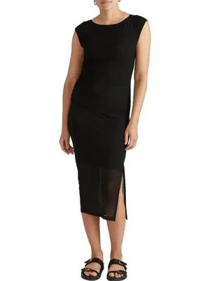Universal Standard Mesh Sleeveless Midi Dress - Black