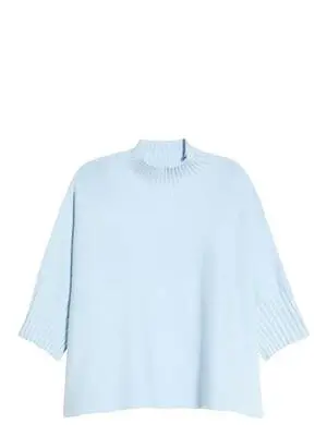 RAIN AND ROSE Fine-gauge Cropped Turtleneck Sweater - Blue