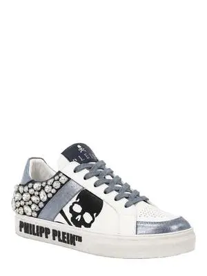 Philipp Plein Embellished Skull Low-top Sneakers - Lightblue/darkblue