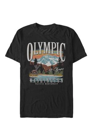 LOST GODS Olympic Deer Short Sleeve Graphic T-shirt - Black
