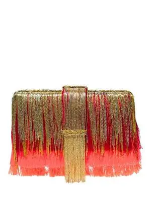 SIMITRI Simitri Tassel Ombré Clutch With Metal Chain Strap