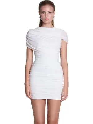 LEAU Dolce Drape Mesh Mini Dress - White