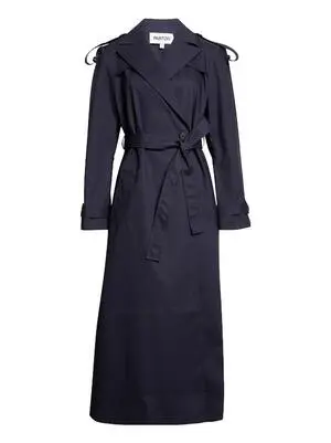 Partow Annie Bonded Cotton Trench Coat - Navy
