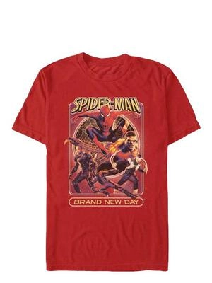 SPIDER-MAN: BRAND NEW DAY Spider-man Brand New Day New Villains Poster Graphic T-shirt - Red