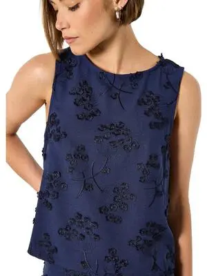 APRICOT Apricot Embroidered Dandelion Linen-Blend Sleeveless Top
