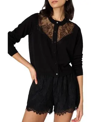 Cami Nyc Harleth Lace Panel Cardigan - Black