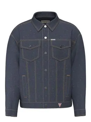 Guess Oversize Trucker Jacket With Textured Flecked Denim - Gcs3-light