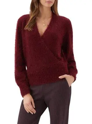 Karen Kane Eyelash Wrap Sweater - Wine