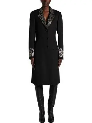 Alexander McQueen Beaded Wool Coat - Black