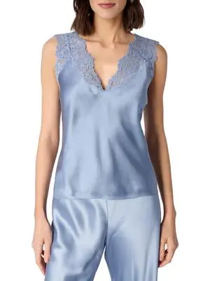 Cami Nyc Ola Silk Camisole With Lace Accents - Mist