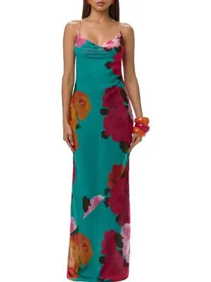Naked Wardrobe Floral Chiffon Slipdress - Flora Spritz