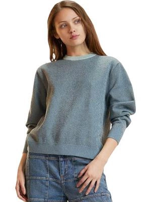 Cynthia Rowley Cynthia Rowley Metallic Knit Crewneck Sweater Blue