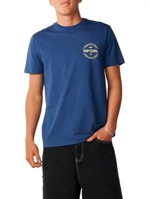 Rip Curl Logo Graphic Cotton T-shirt - Light Navy