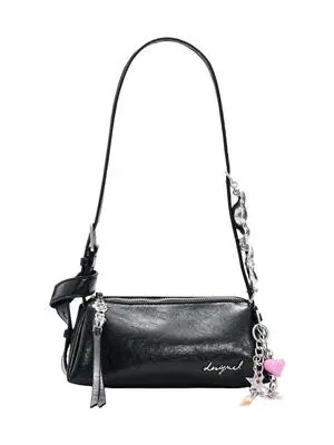 Desigual Small Faux Leather Crossbody Bag With Whimsical Charms - Black