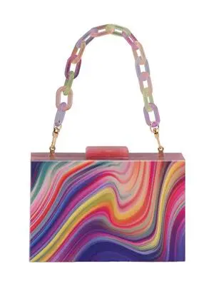 OLGA BERG Dorothy Swirl Print Box Clutch - Rainbow