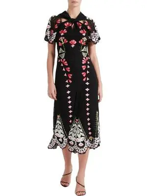 TEMPERLEY LONDON Rosalba Dress With Scalloped Details And Embroidered Accents - Black
