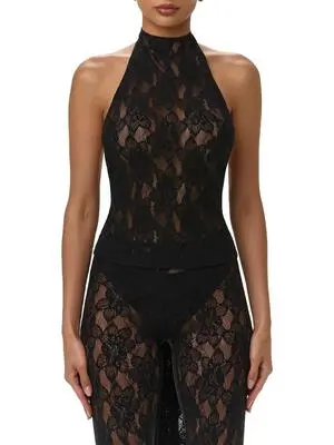 Naked Wardrobe Lace Halter Top - Black