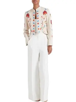 TEMPERLEY LONDON Toledo Embroidered Leather Jacket - Ivory