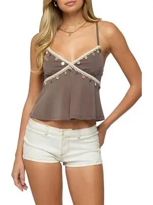EDIKTED Moya Lace Charm Camisole - Brown
