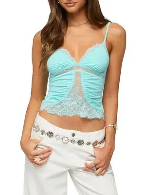 EDIKTED Yanny Lace Trim Camisole - Turquoise