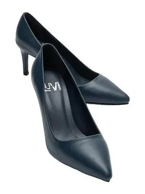 FOREVER & ALWAYS SHOES Clyde Leather Stiletto Pumps - Navy