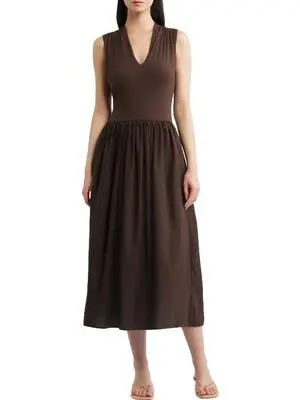 Rails Winnie Mixed Media Midi Dress - Espresso