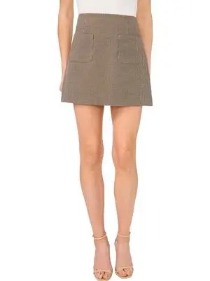 CECE DUPRAZ A-line Micro-check Mini Skirt - Deep Coffee