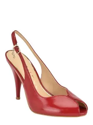 Guess Ilovea Glossed Leather Slingback Pumps - Red