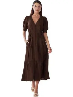 WILLA Apple Midi Dress - Chocolate