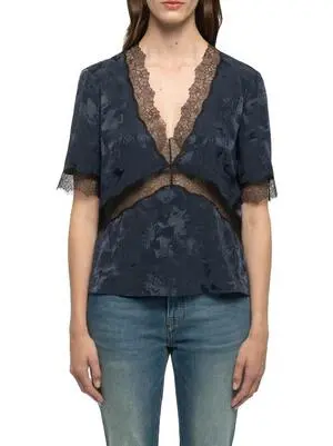 Zadig&Voltaire Tedoxa Silk Jacquard Top - Encre
