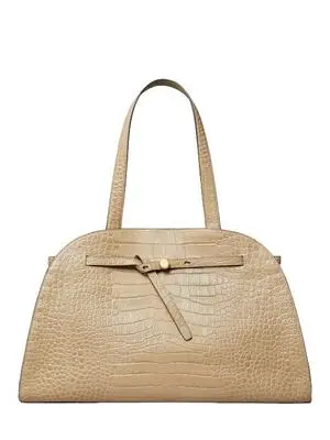 Tory Burch Romy Croc Embossed Leather Bauletto Bag - Ginger Leaf